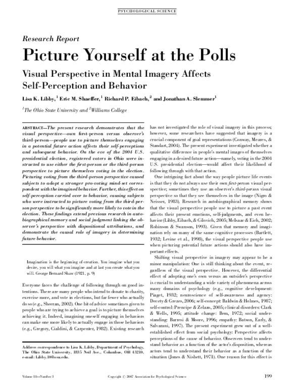 (PDF) Picture Yourself at the Polls: Visual Perspective in Mental ...