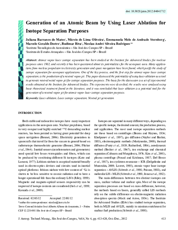 Generation of an atomic beam by using laser ablation for isotope ...