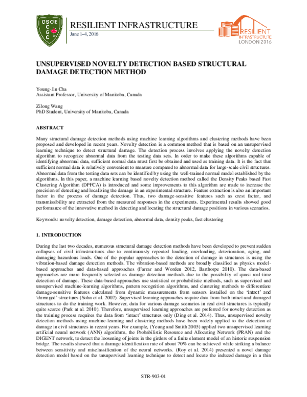 (PDF) STR-903: Unsupervised Novelty Detection Based Structural Damage ... (PDF) STR-903: Unsupervised Novelty Detection Based Structural Damage ...