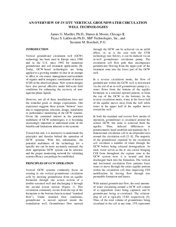 (PDF) An Overview of in Situ Vertical Groundwater Circulation Well ...