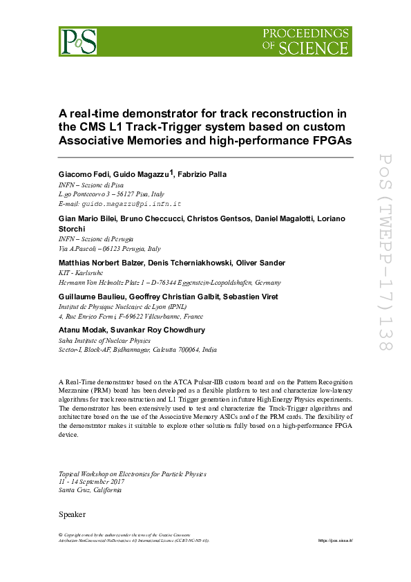 (PDF) A Real-Time Demonstrator for Track Reconstruction in the CMS L1 Track-Trigger System Based ...