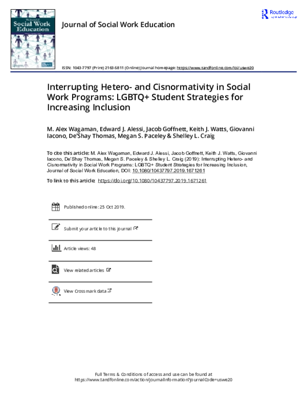 (PDF) Interrupting Hetero- and Cisnormativity in Social Work Programs ...