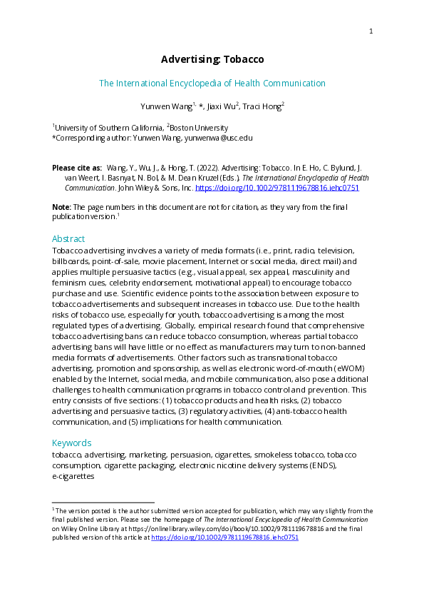 (PDF) Advertising: Tobacco