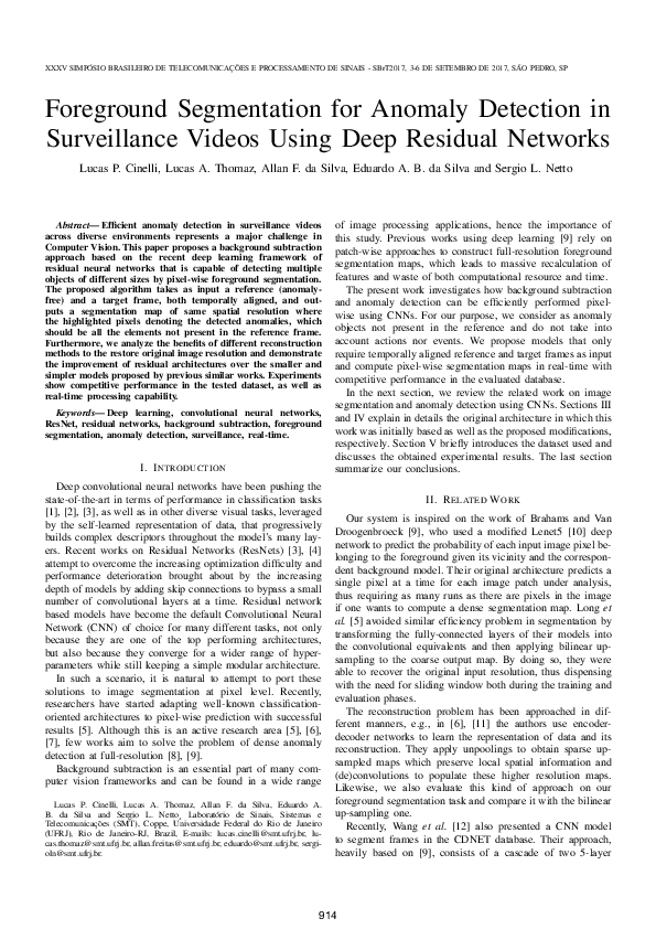 (PDF) Foreground Segmentation for Anomaly Detection in Surveillance Videos Using Deep Residual ...