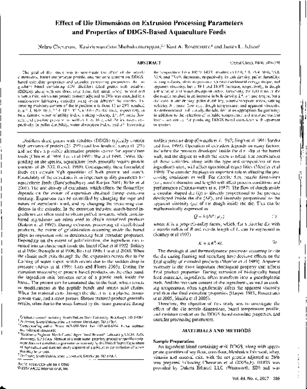 (PDF) DDGS Die Dimensions Impact on Aquaculture Feeds