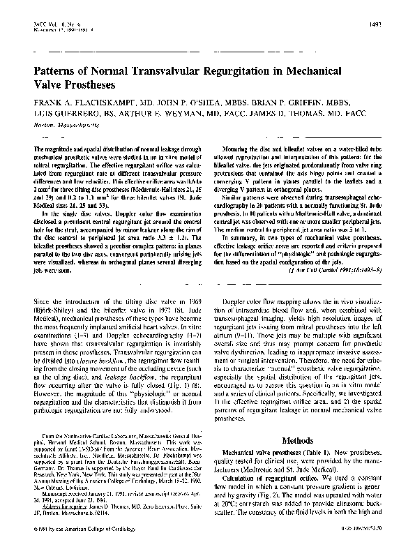 (PDF) Patterns of normal transvalvular regurgitation in mechanical ...