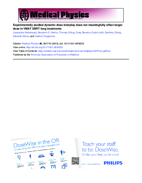 (PDF) Experimentally studied dynamic dose interplay does not ...