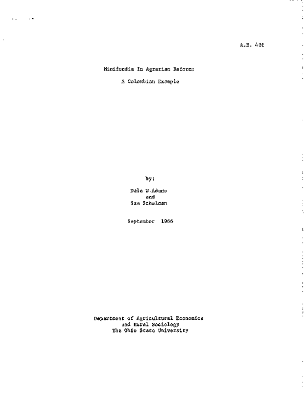 (PDF) Minifundia in Agrarian Reform: A Colombian Example