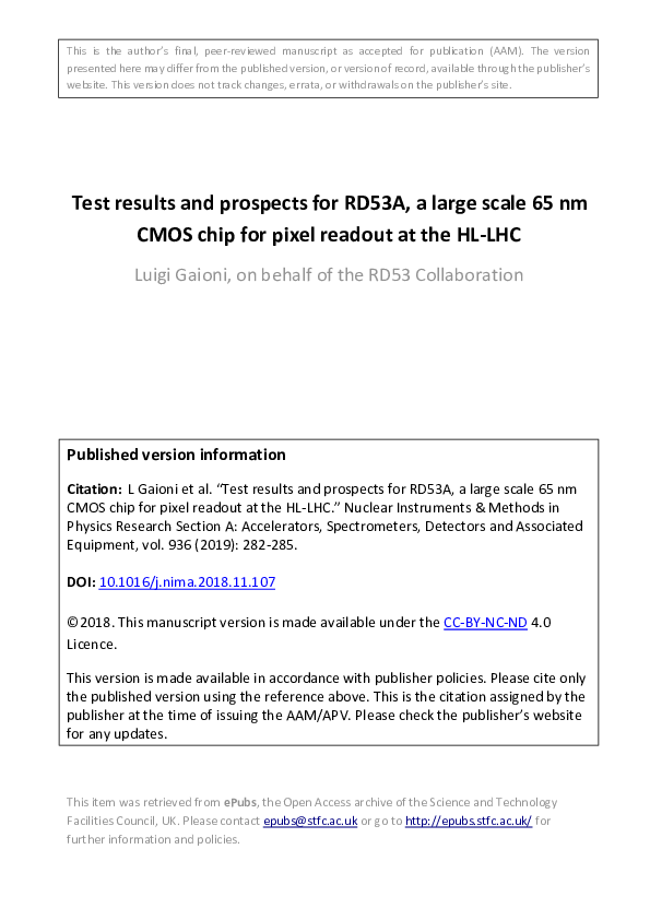 (PDF) Test results and prospects for RD53A, a large scale 65 nm CMOS ...