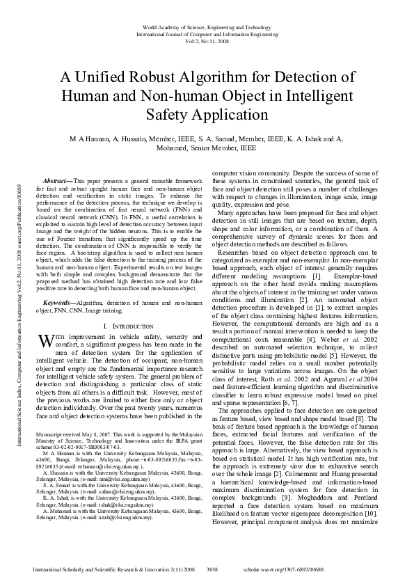 (PDF) A Unified Robust Algorithm For Detection Of Human And Non-Human Object In Intelligent ...