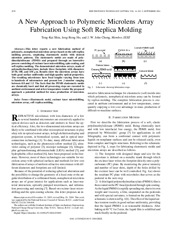 (PDF) A New Approach to Polymeric Microlens Array Fabrication Using ...