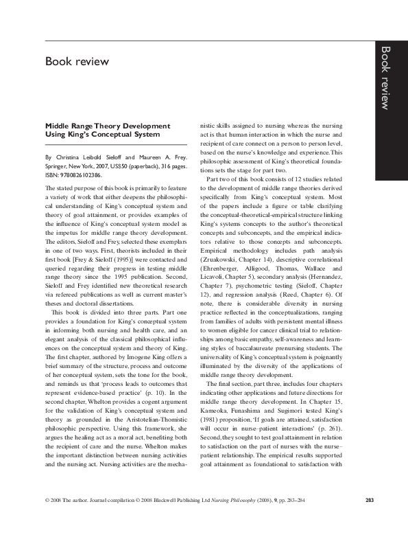 (PDF) Middle Range Theory Development Using King's Conceptual System