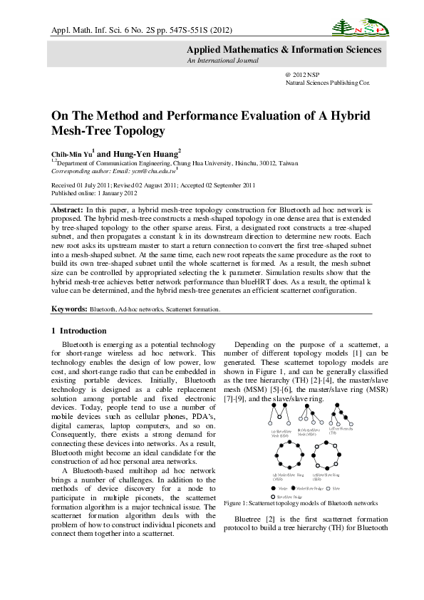 (PDF) On The Method and Performance Evaluation of A Hybrid Mesh-Tree Topology