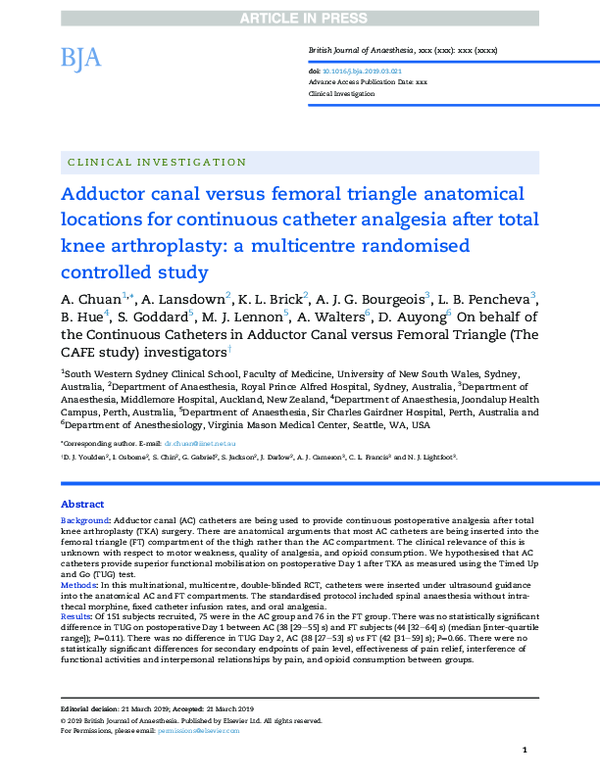 (PDF) Adductor canal versus femoral triangle anatomical locations for ...