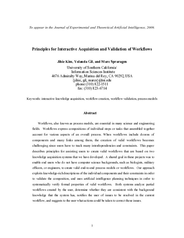 (PDF) Interactive Workflow Creation and Validation Principles