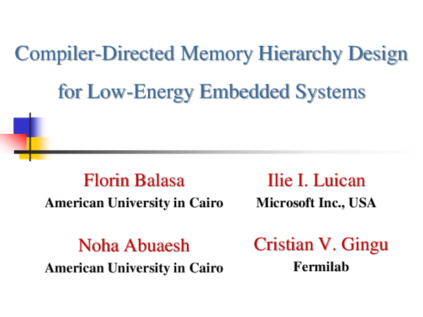 (PDF) Compiler-directed memory hierarchy design for low-energy embedded ...