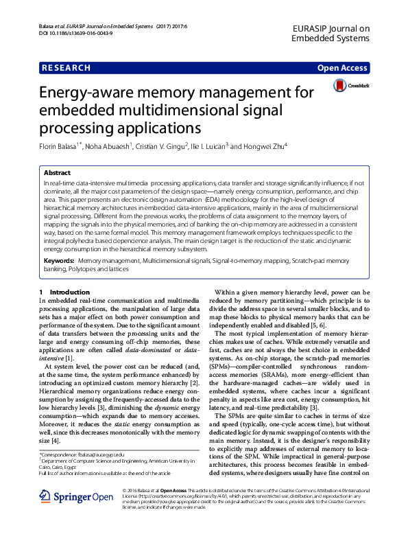 (PDF) Energy-Aware Memory Management for Embedded Multimedia Systems