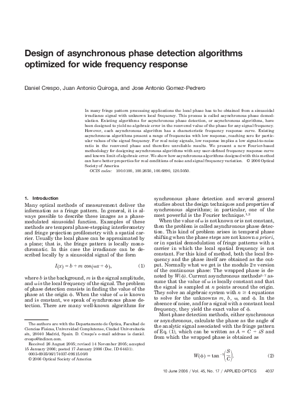 (PDF) Design of asynchronous phase detection algorithms optimized for wide frequency response ...