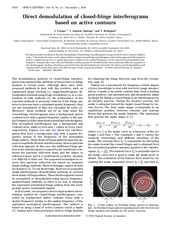 (PDF) Direct demodulation of closed-fringe interferograms based on active contours