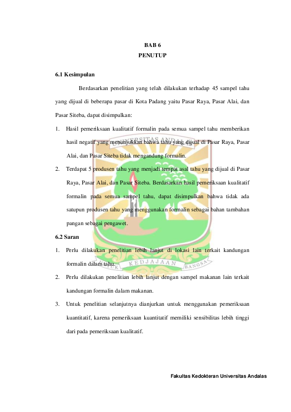 (PDF) Identifikasi Formalin Pada Tahu Yang Dijual DI Beberapa Pasar DI ...