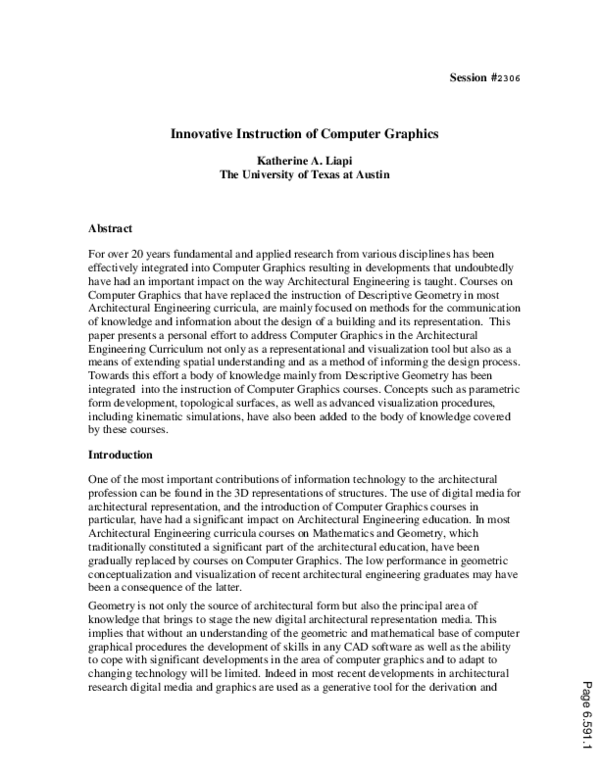(PDF) Innovative Instruction Of Computer Graphics