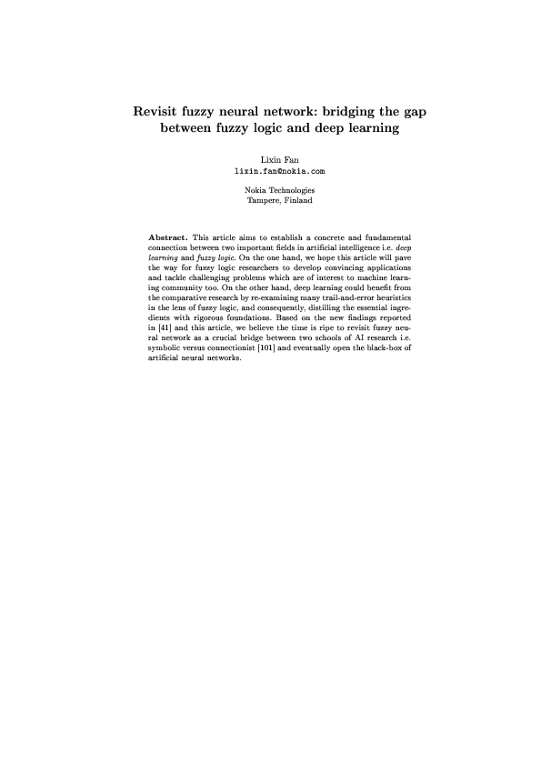Pdf Revisit Fuzzy Neural Network Bridging The Gap Between Fuzzy Logic And Deep Learning 