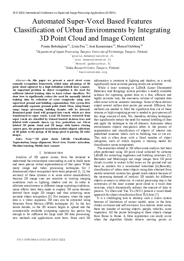 (PDF) Automated super-voxel based features classification of urban ...