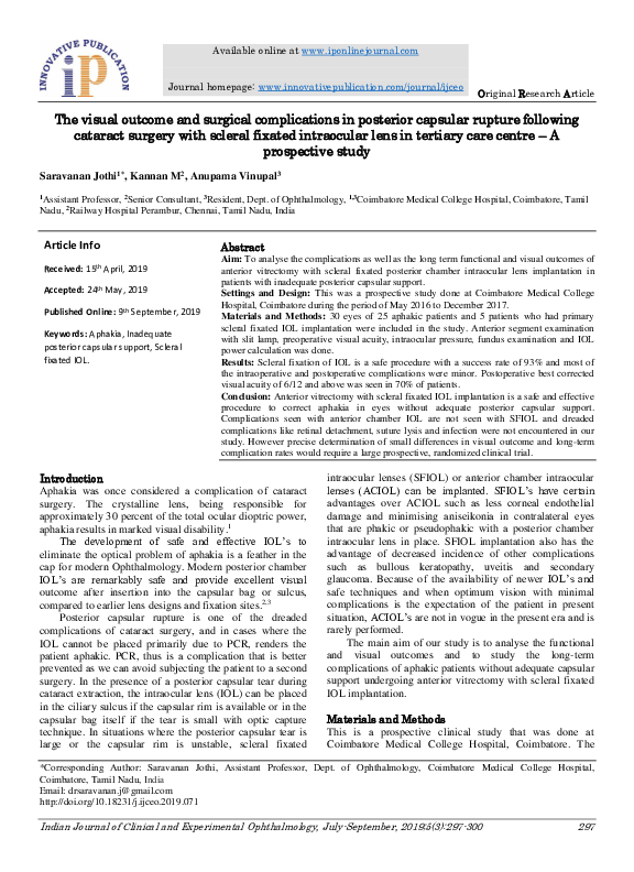 (PDF) The visual outcome and surgical complications in posterior ...