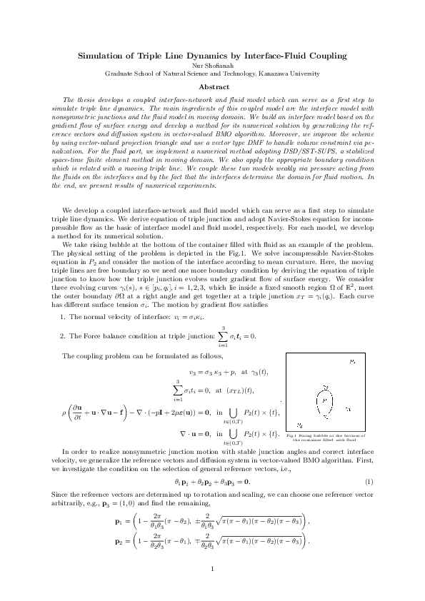 (PDF) Simulation of Triple Line Dynamics by Interface-Fluid Coupling