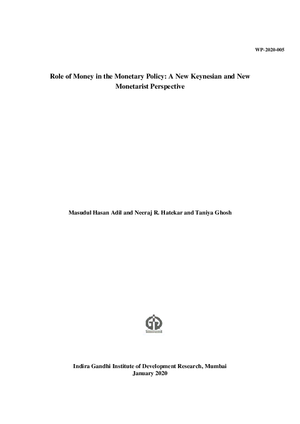 (PDF) The Role of Money in the Monetary Policy: A New Keynesian and New ...