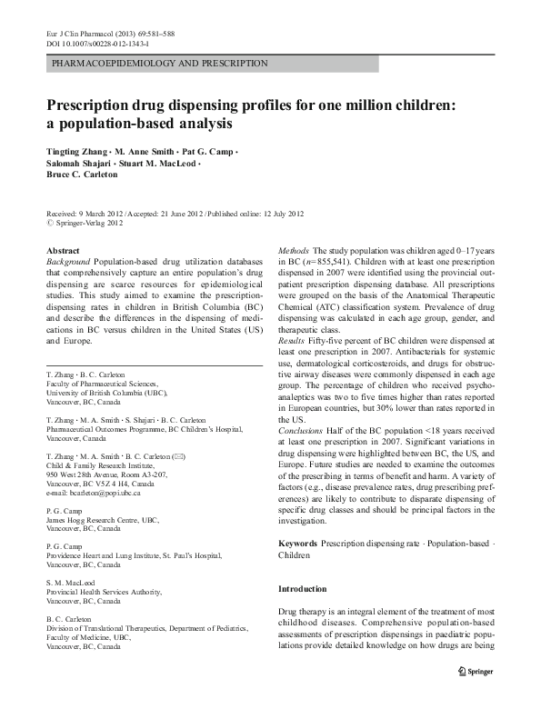 (PDF) Prescription drug dispensing profiles for one million children: a ...