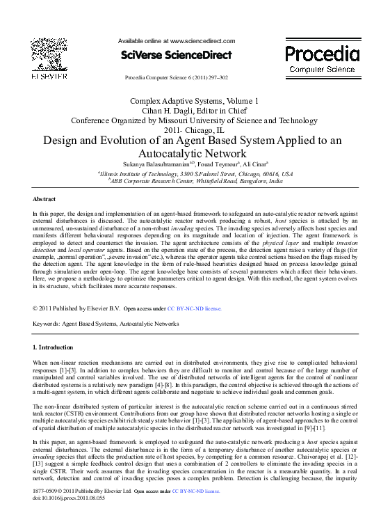 (PDF) Design and Evolution of an Agent Based System Applied to an Autocatalytic Network ...