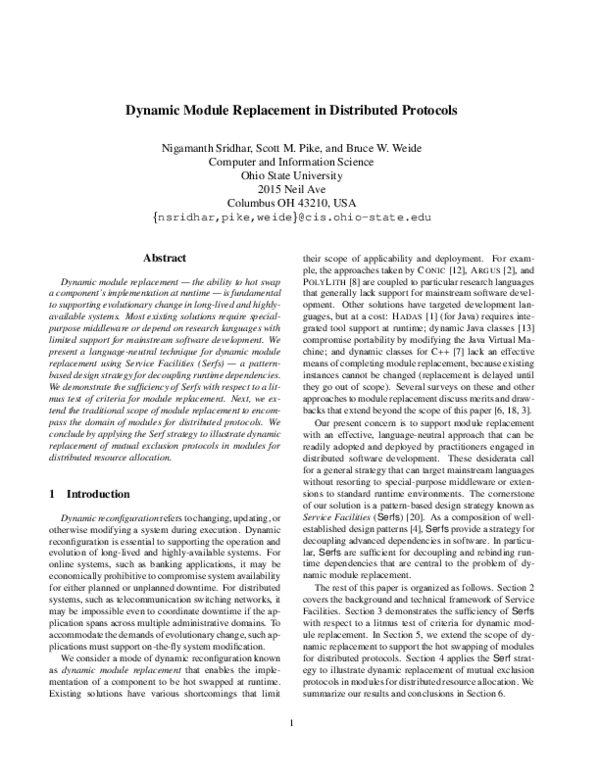 (PDF) Dynamic module replacement in distributed protocols