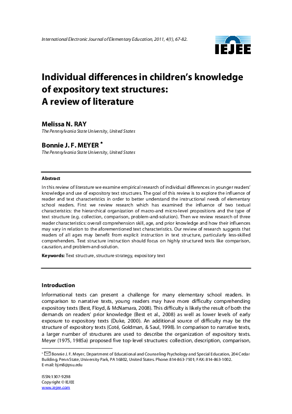 (PDF) Individual differences in children’s knowledge of expository text ...