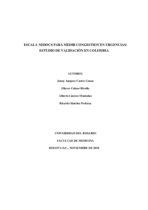 (PDF) Escala NEDOCS para medir congestión en urgencias: estudio de ...