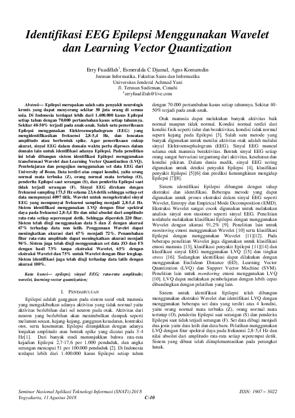 (PDF) Identifikasi EEG Epilepsi Menggunakan Wavelet dan Learning Vector ...