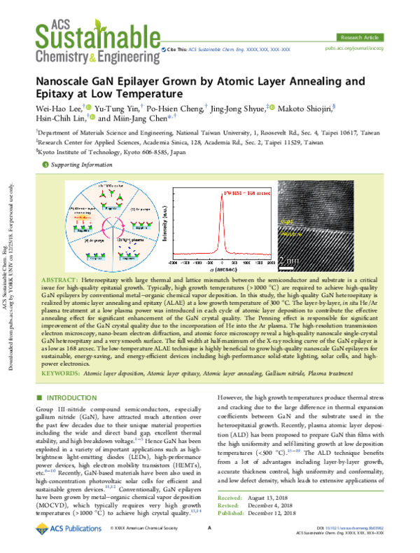 (PDF) Nanoscale GaN Epilayer Grown by Atomic Layer Annealing and Epitaxy at Low Temperature