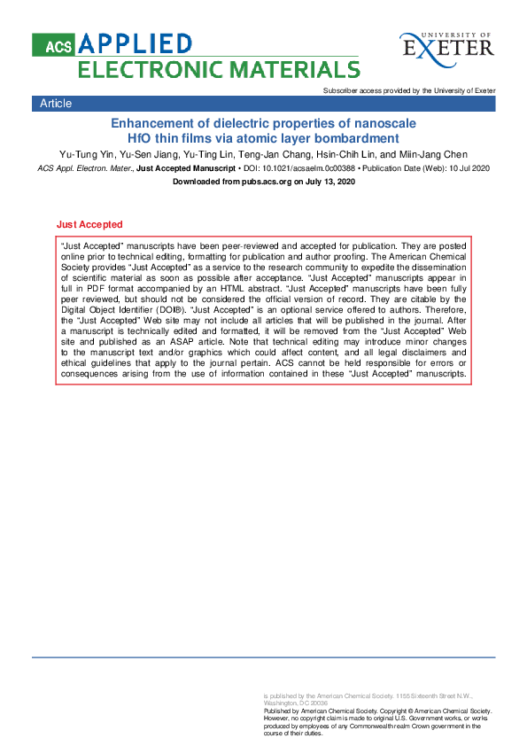 (PDF) Enhancement of Dielectric Properties of Nanoscale HfO2 Thin Films ...