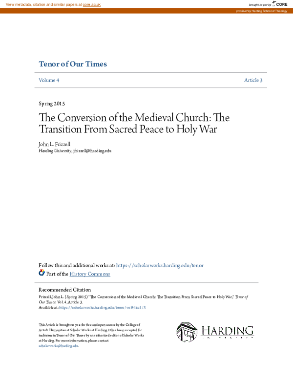 (PDF) The Conversion of the Medieval Church: The Transition From Sacred ...