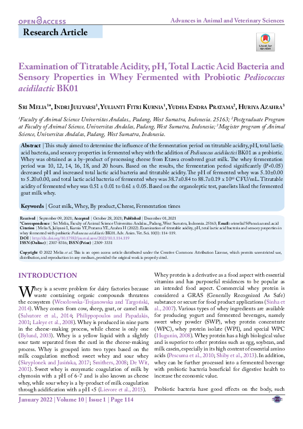 (PDF) Examination of Titratable Acidity, pH, Total Lactic Acid Bacteria ...