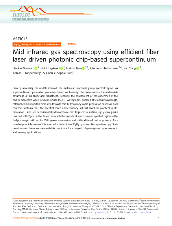 (PDF) Mid infrared gas spectroscopy using efficient fiber laser driven photonic chip-based ...