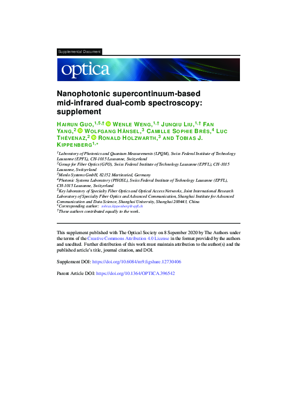 (PDF) Nanophotonic supercontinuum-based mid-infrared dual-comb spectroscopy