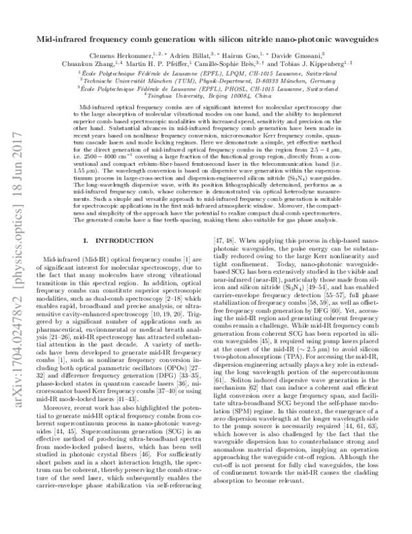 (PDF) Mid-infrared dispersive wave generation in silicon nitride nano-photonic waveguides