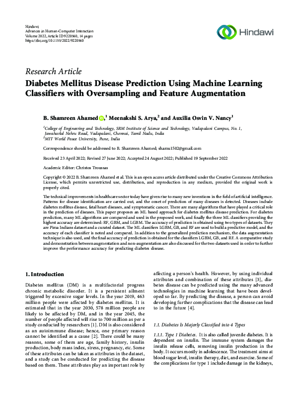 (PDF) Diabetes Mellitus Disease Prediction Using Machine Learning ...
