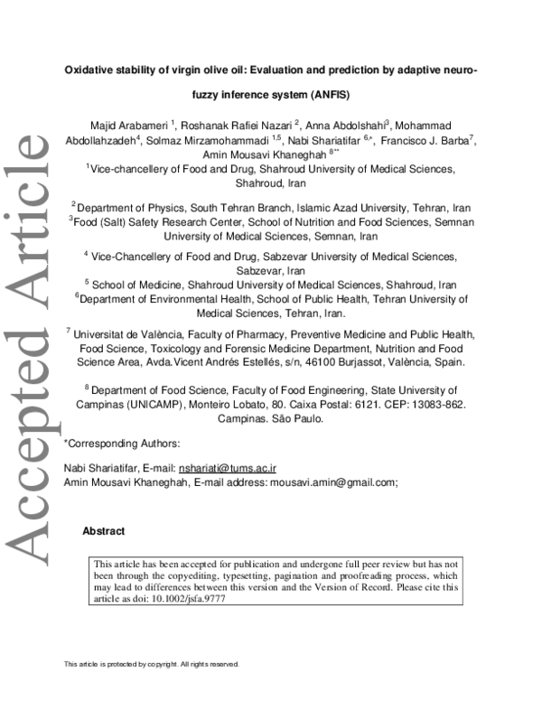 (PDF) Oxidative stability of virgin olive oil: evaluation and ...