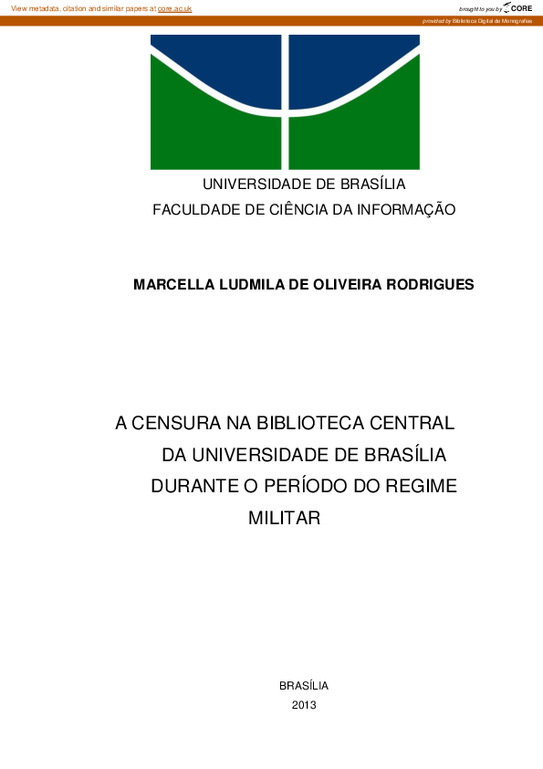 (PDF) A censura na Biblioteca Central da Universidade de Brasília ...