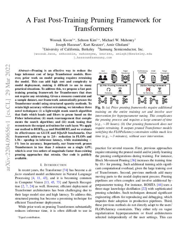 (PDF) A Fast Post-Training Pruning Framework for Transformers