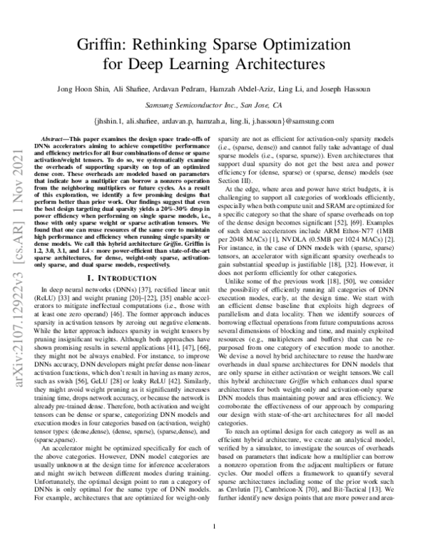 (PDF) Griffin: Rethinking Sparse Optimization for Deep Learning ...