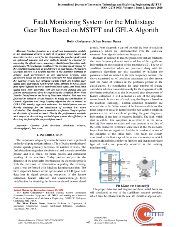 (PDF) Fault Monitoring System for the Multistage Gear Box Based on MSTFT and GFLA Algorithm