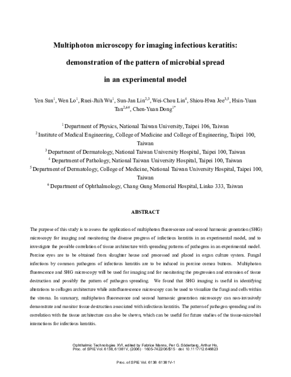 (PDF) Multiphoton microscopy for imaging infectious keratitis: demonstration of the pattern of ...
